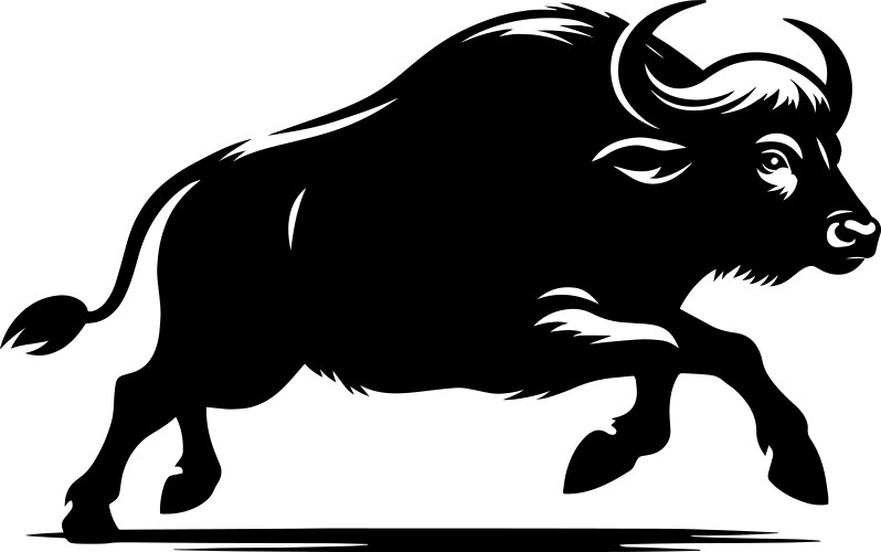 Wild running buffalo silhouette isolated on a Vector Image
