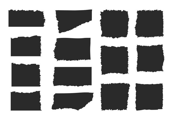 Jagged edge rectangle shapes frames torn paper Vector Image