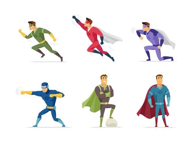 Flying Superhero Modern Cartoon People Character