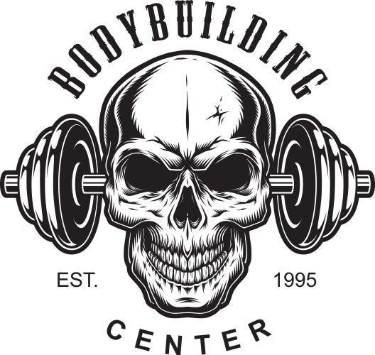 Vintage monochrome bodybuilding logo template Vector Image