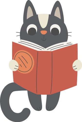 Cat reading book on pillow Royalty Free Vector Image