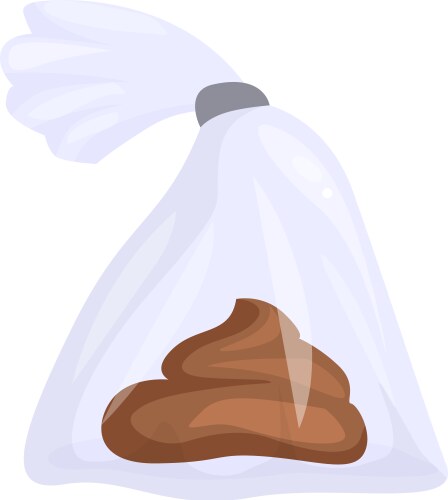 Dog poop in plastic bag being collected by owner Vector Image