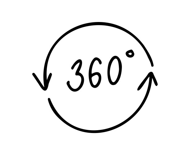 Doodle 360 degree hand drawn outline style set Vector Image