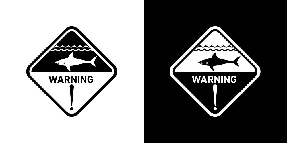 Shark warning sign icon set caution for marine Vector Image