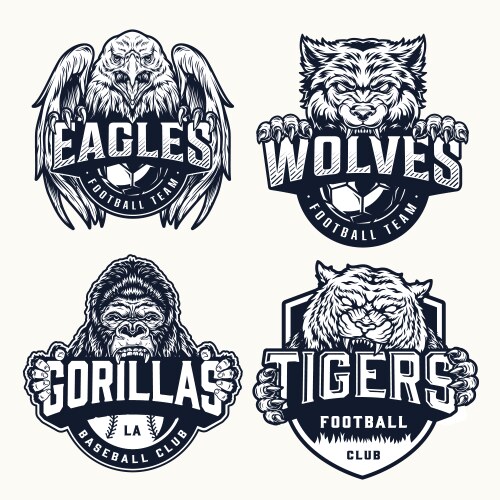 Vintage team sport logos set Royalty Free Vector Image