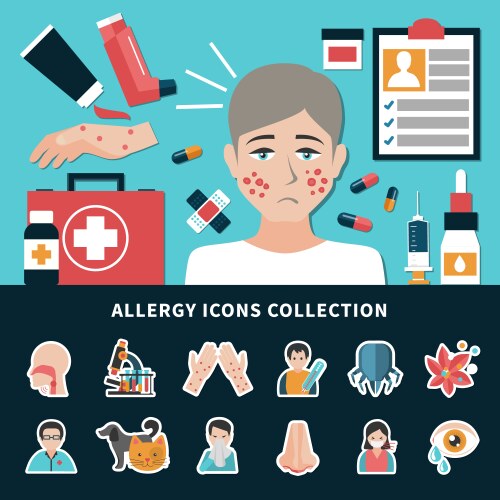 Food allergens allergy icon set Royalty Free Vector Image