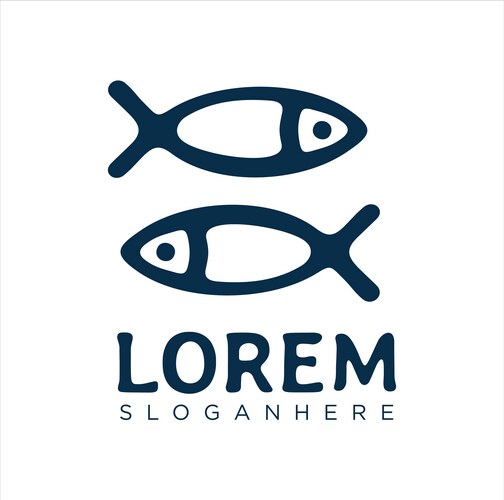 Twin double fish logo line art template simple f Vector Image