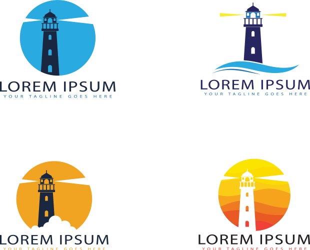 Lighthouse and fountain pen logo design Royalty Free Vector