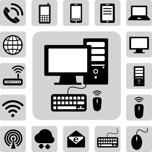 Computer hardware icons Royalty Free Vector Image