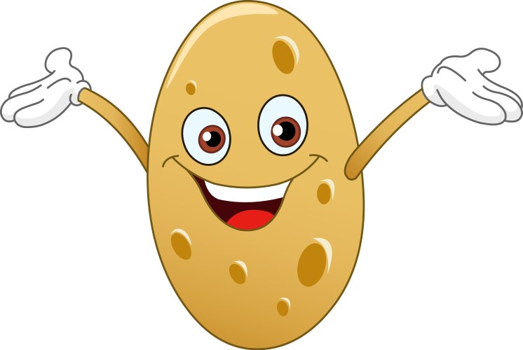 Cheerful Waving Potato Cartoon Royalty Free Vector Image