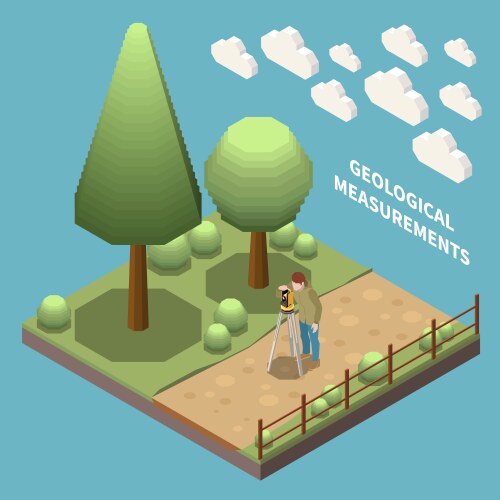 Geology earth exploration isometric and colored Vector Image