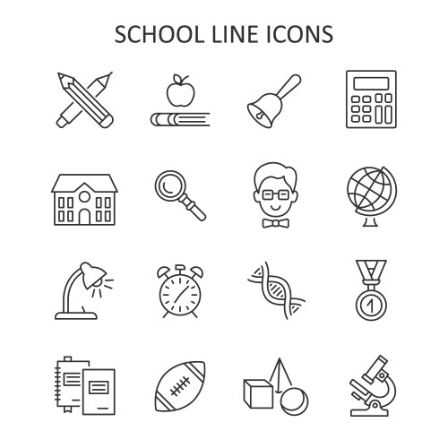 Education outline black school symbol and green Vector Image