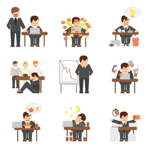 Stressed office people overworked deadline time Vector Image