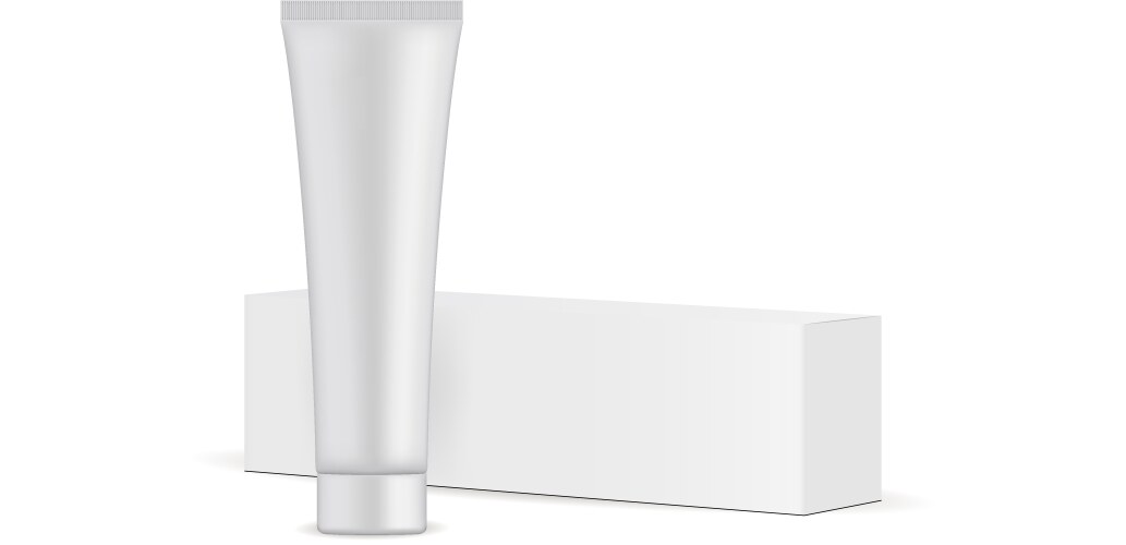 Cream or toothpaste tube and paper box mockup Vector Image