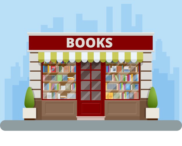 Bookstore icon in cartoon style isolated on white Vector Image