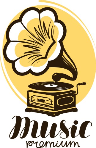 Vintage phonograph gramophone sketch Royalty Free Vector