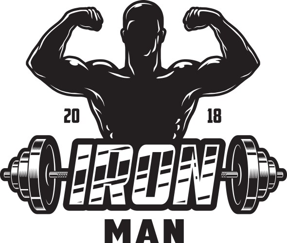 Vintage bodybuilding logo Royalty Free Vector Image