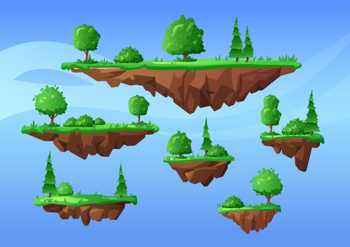 Fantastic flying islands isolated image Royalty Free Vector