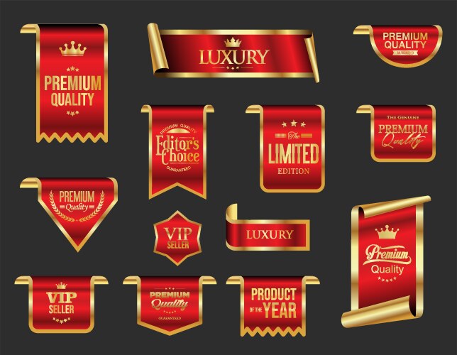 Vip premium and exclusive sign and crown isolated Vector Image