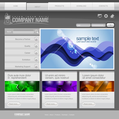 Gray website template 960 grid Royalty Free Vector Image