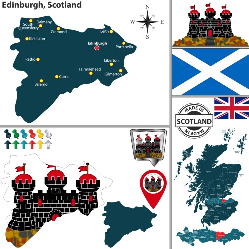 Map scotland with districts Royalty Free Vector Image