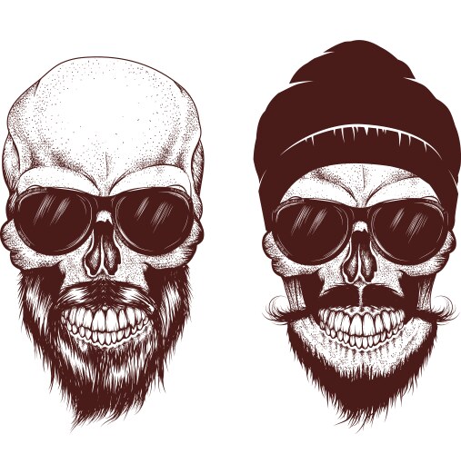 Skull character in two styles Royalty Free Vector Image