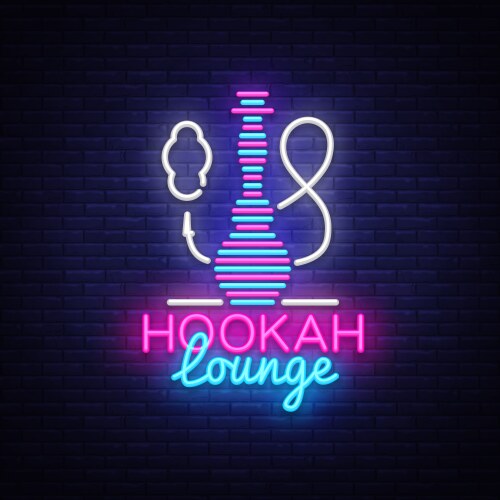 Hookah bar neon sign night design Royalty Free Vector Image