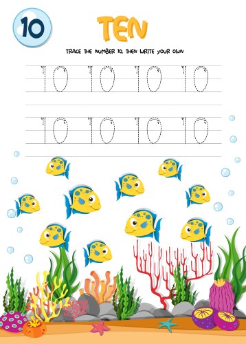 Math counting number worksheet Royalty Free Vector Image