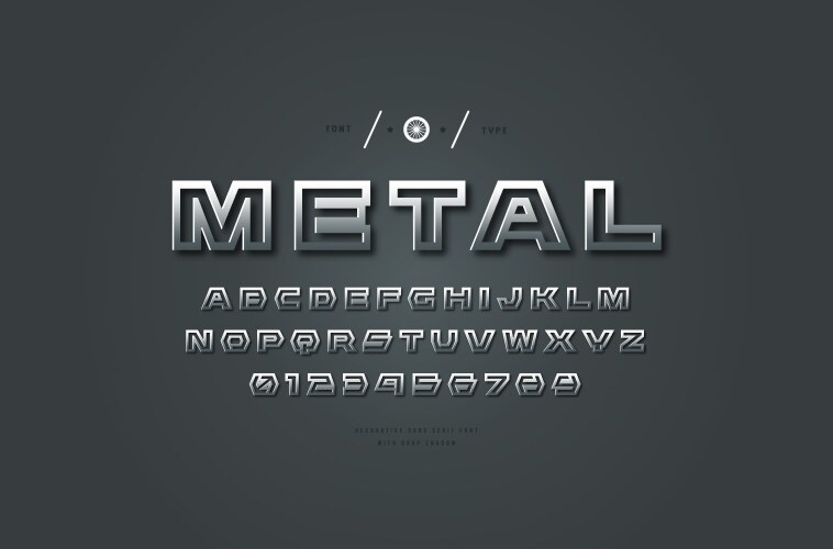 Chrome text editable font effect Royalty Free Vector Image