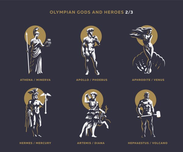 Olimpian gods and heroes Royalty Free Vector Image