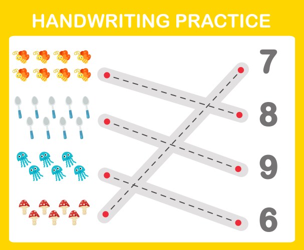 Handwriting practice sheet Royalty Free Vector Image