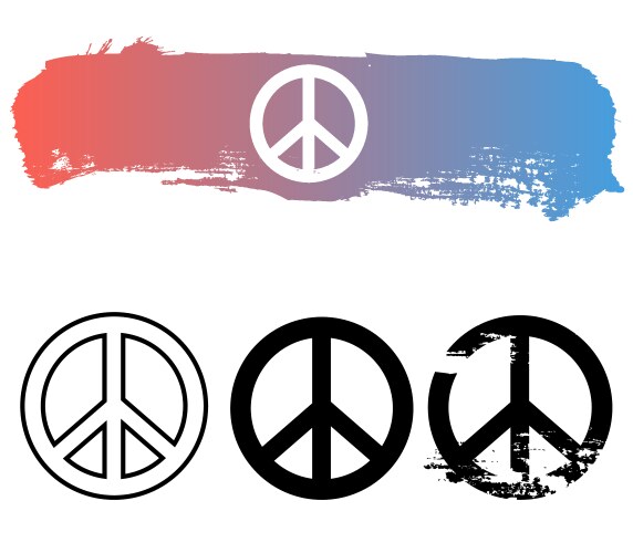 Pacifist peace symbols set painted Royalty Free Vector Image