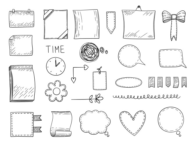 Doodle bullet journal diary notebook frames Vector Image