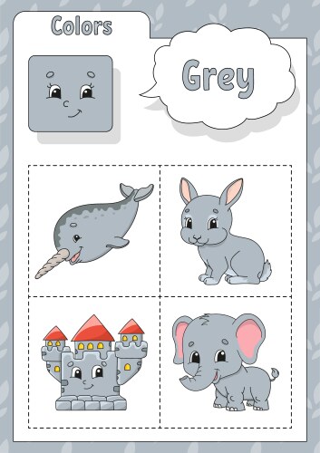 Learning colors flashcard for kids cute cartoon Vector Image