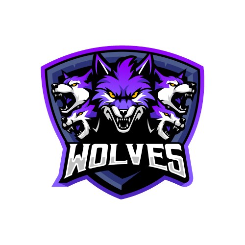 Three headed wolf mascot logo Royalty Free Vector Image