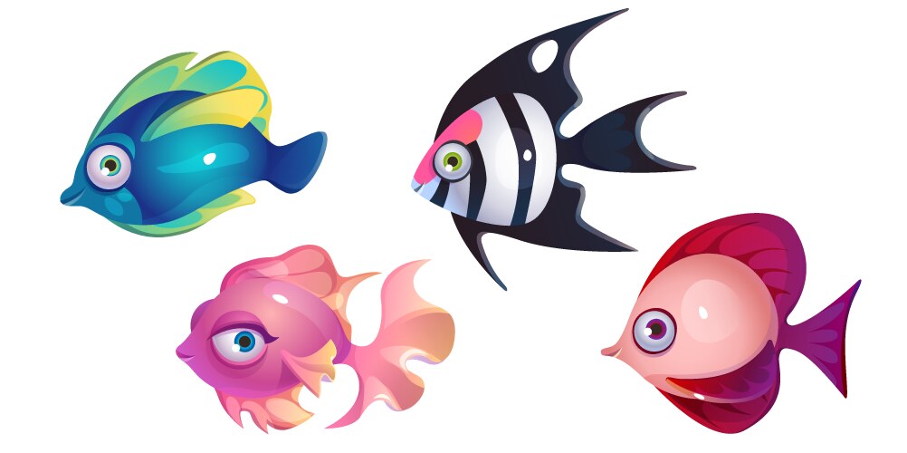 Cartoon funny bass fish collection Royalty Free Vector Image