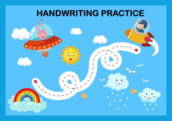 Handwriting practice sheet Royalty Free Vector Image
