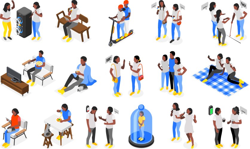Introvert and extrovert people flat recolor set Vector Image