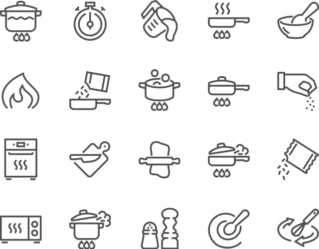 Line fast food icons Royalty Free Vector Image