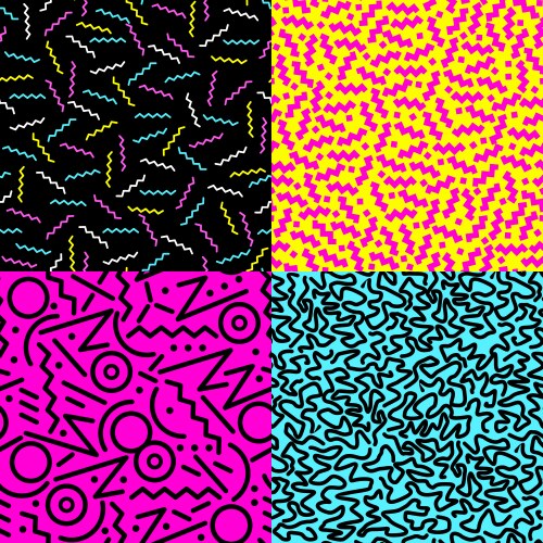 Retro 1980s doodle pattern background Royalty Free Vector