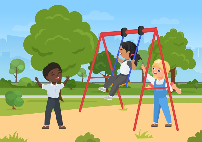 Children active place school playground Royalty Free Vector