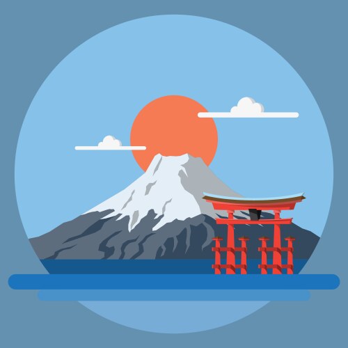 Flat design landscape of japan Royalty Free Vector Image