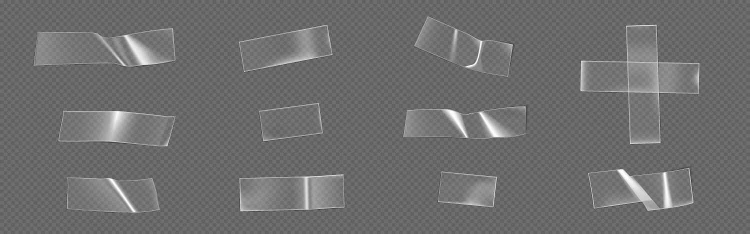 Transparent adhesive plastic tape patch Royalty Free Vector