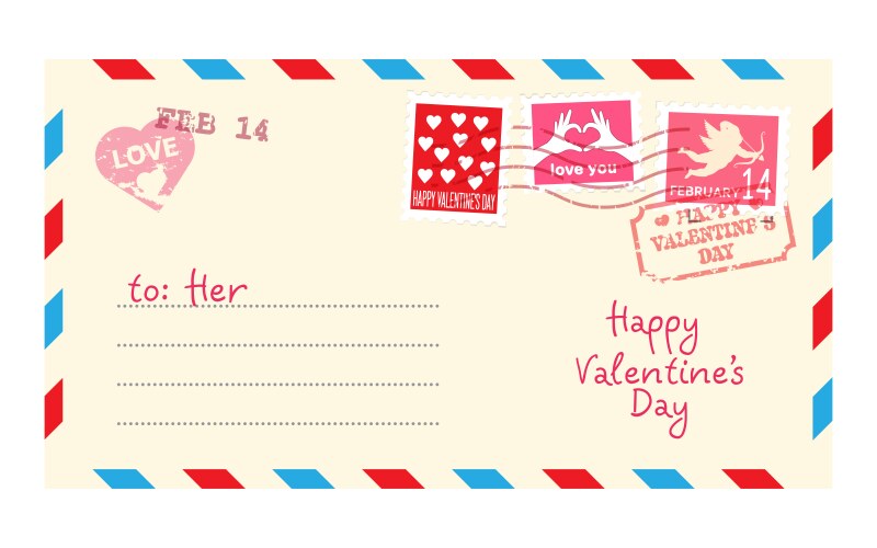 Valentine's Day Envelope – Royalty-Free Vector | VectorStock