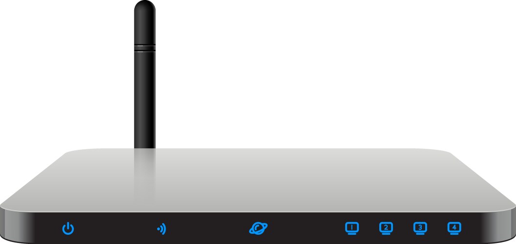 Wireless router with antennae for internet access Vector Image