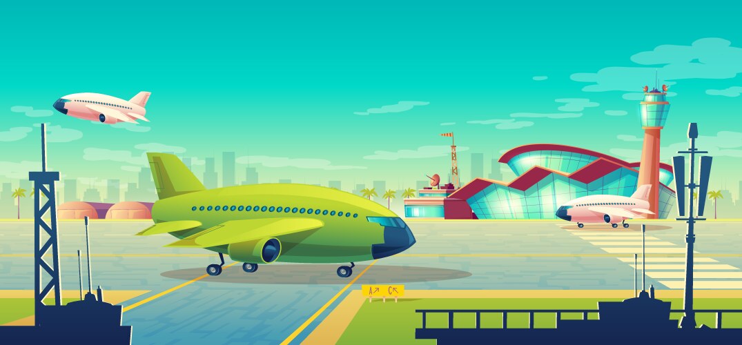 Modern business jet cockpit cartoon Royalty Free Vector