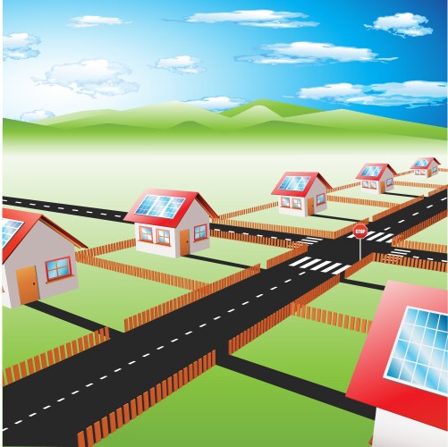 Modern house in metropolis suburb cartoon Vector Image