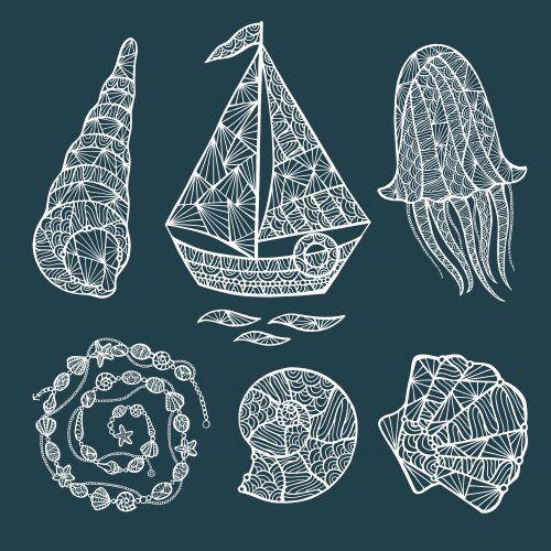 Handmade stylized set of entangle Royalty Free Vector Image