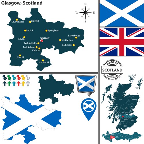 Map scotland with districts Royalty Free Vector Image