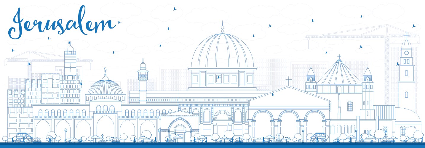 Jerusalem israel city skyline silhouette hand Vector Image